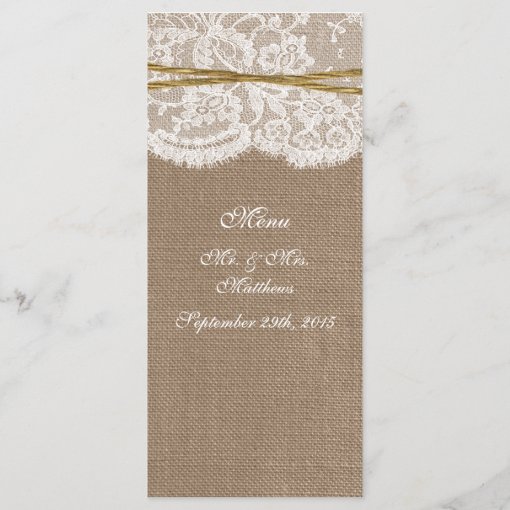The Rustic Twine Bow Wedding Collection - Menu | Zazzle