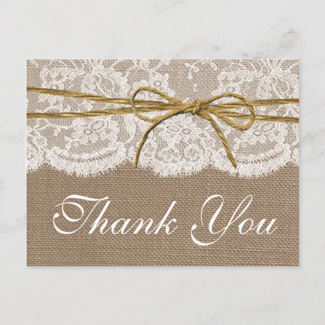 The Rustic Twine Bow Wedding Collection Postcard | Zazzle