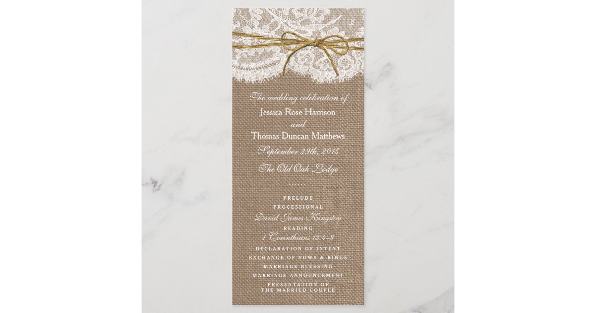 The Rustic Twine Bow Wedding Collection - Programs | Zazzle