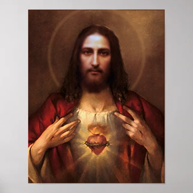 The Sacred Heart of Jesus Devotional Image. Poster | Zazzle