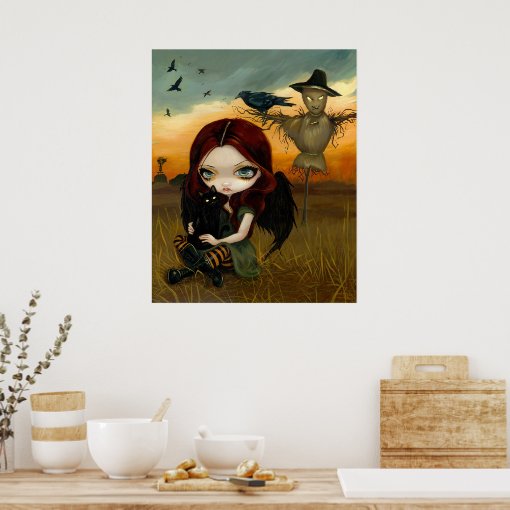 The Scarecrow gothic fairy cat halloween Art Print | Zazzle