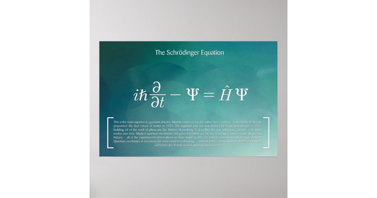 The Schrödinger Equation - Math Poster | Zazzle