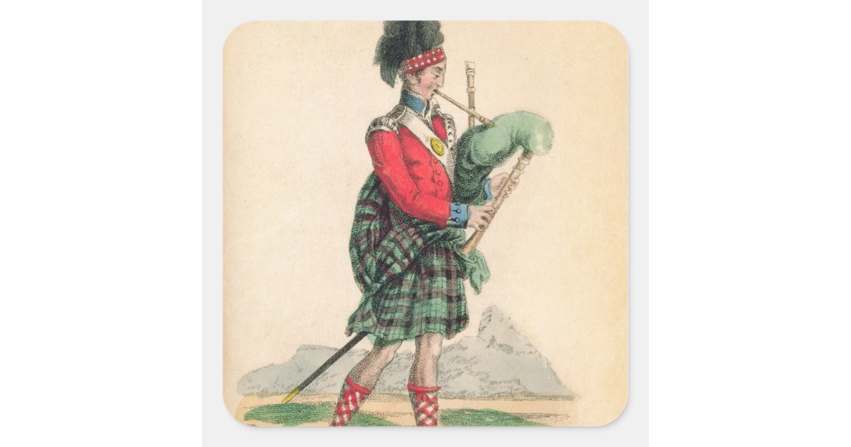 The Scotch Piper Square Sticker | Zazzle