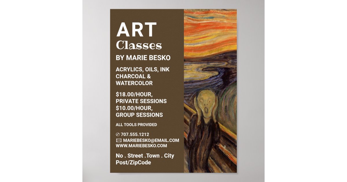 The Scream By Edvard Munch, Art Classes Poster | Zazzle