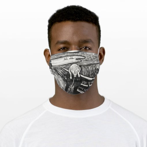 The Scream by Edvard Munch Black and White Adult Cloth Face Mask | Zazzle