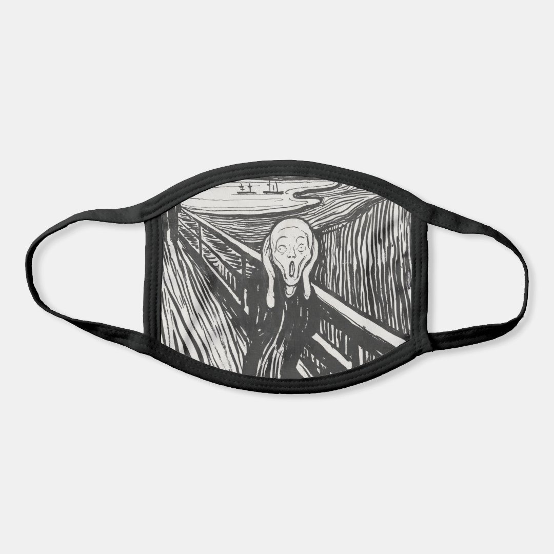 The Scream by Edvard Munch Black and White Face Mask | Zazzle