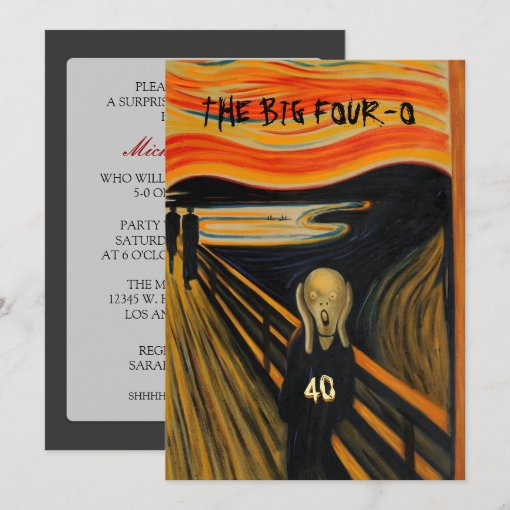 The Scream - Funny 40th Birthday Invitation | Zazzle