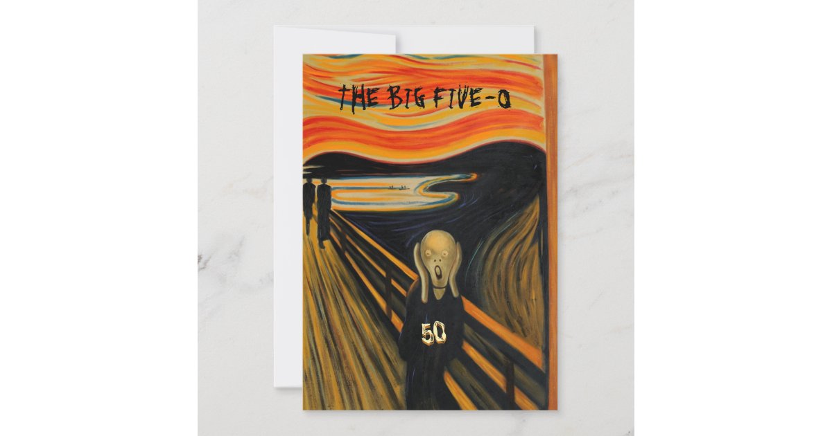 The Scream - Funny 50th Birthday Invitation | Zazzle