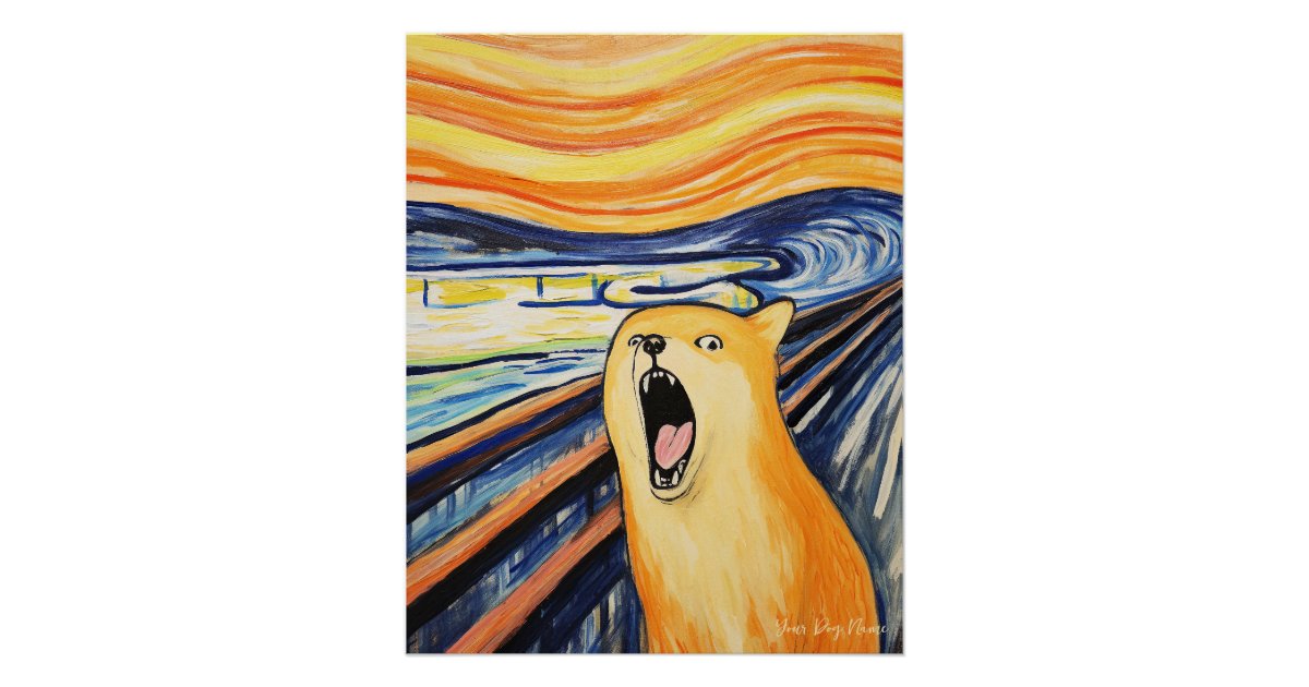 The Scream - Shiba Inu Dog 001 - Pall Munch Poster | Zazzle