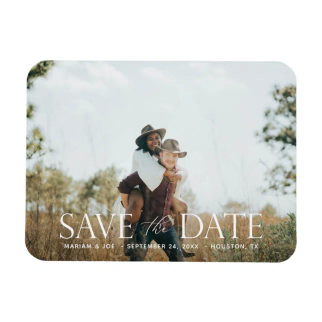 The Script H Modern 2 Photo Save the Date Magnet | Zazzle