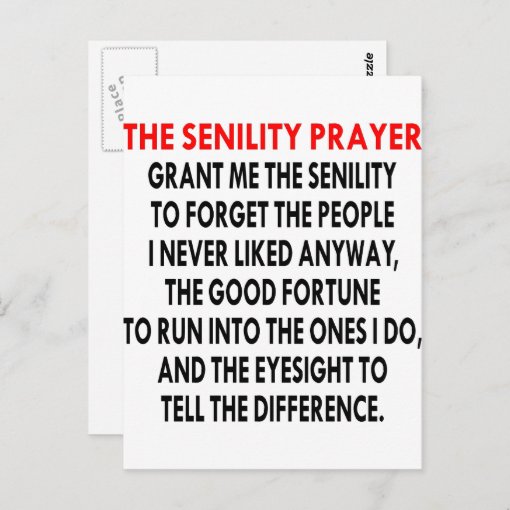 The Senility Prayer Postcard | Zazzle