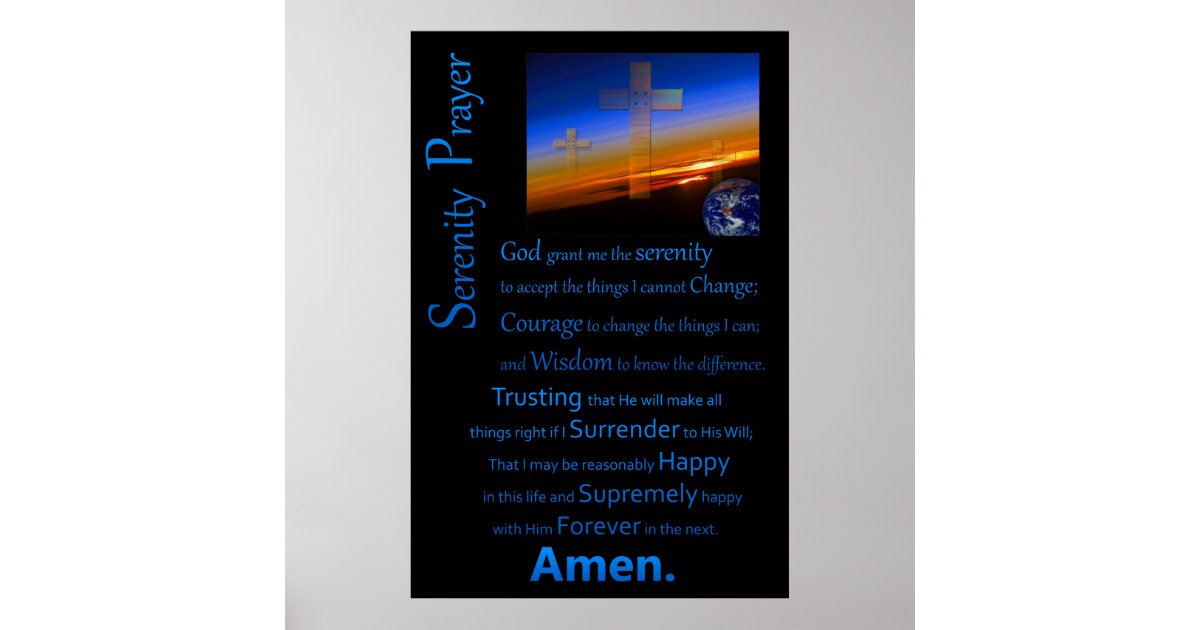 The Serenity Prayer In Space Blue Poster | Zazzle
