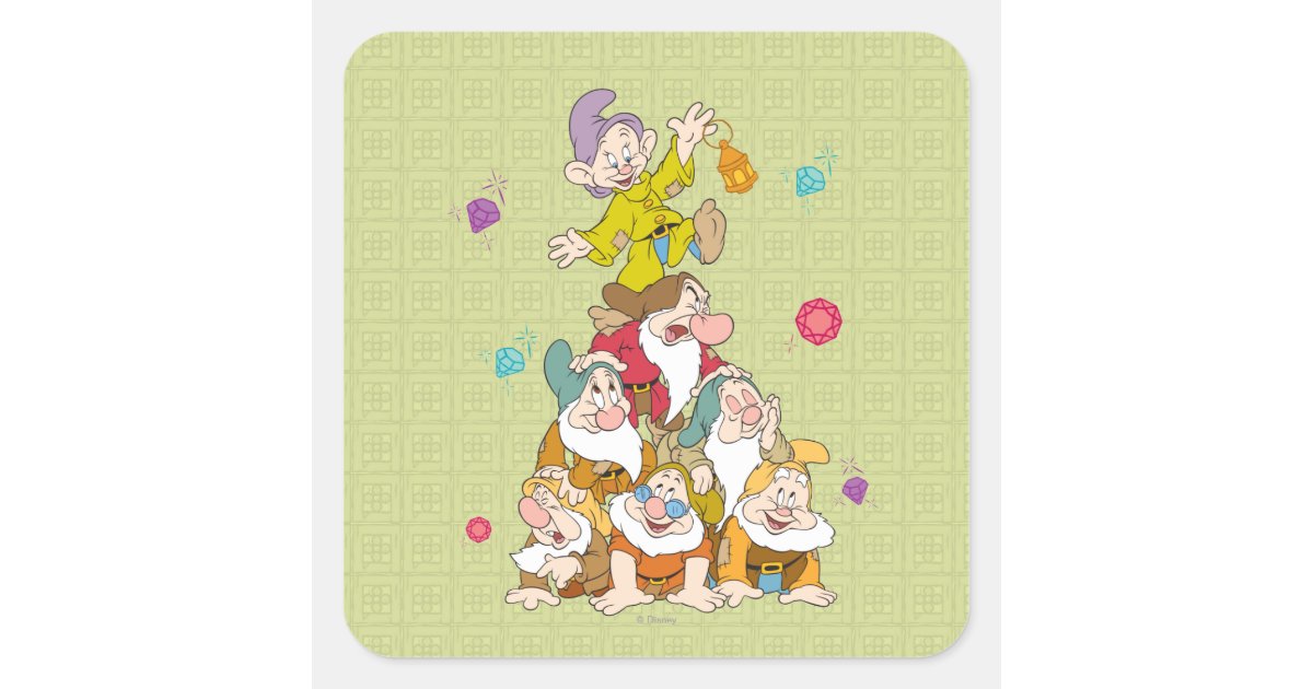 The Seven Dwarfs Pyramid Square Sticker | Zazzle