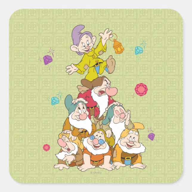 The Seven Dwarfs Pyramid Square Sticker | Zazzle