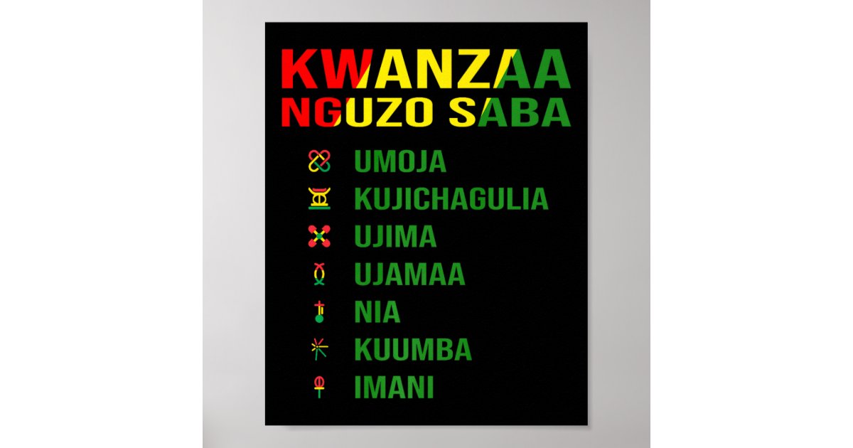 The Seven Principles Of Kwanzaa - Nguzo Saba Poster | Zazzle