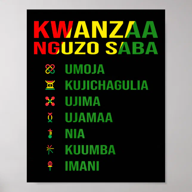 The Seven Principles Of Kwanzaa - Nguzo Saba Poster | Zazzle