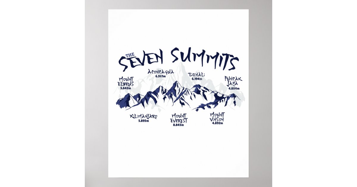 The Seven Summits Mountain Climbing Poster | Zazzle
