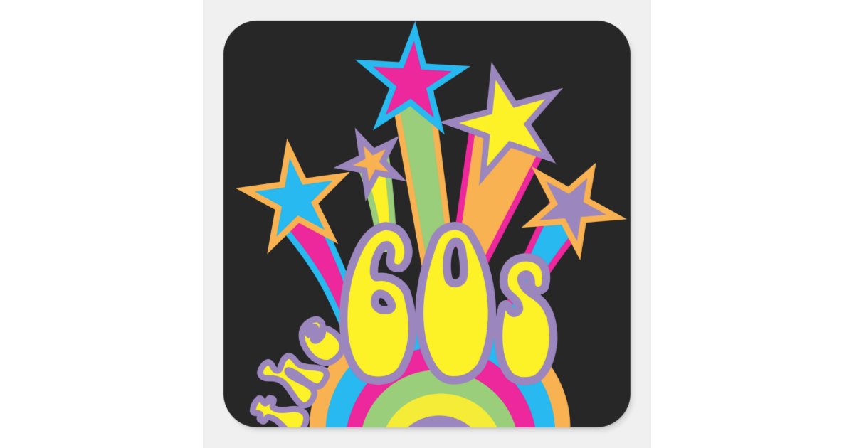 The Sixties decade 60s Square Sticker | Zazzle