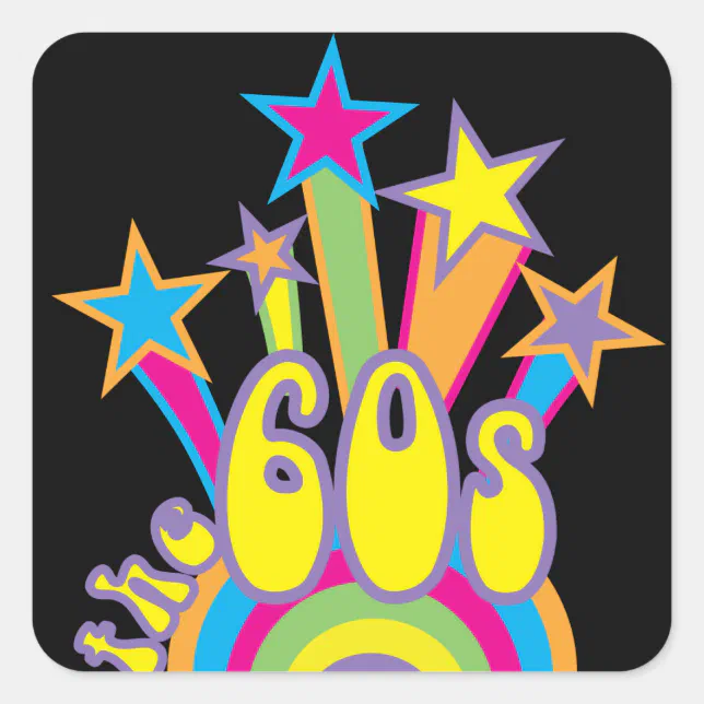 The Sixties decade 60s Square Sticker | Zazzle
