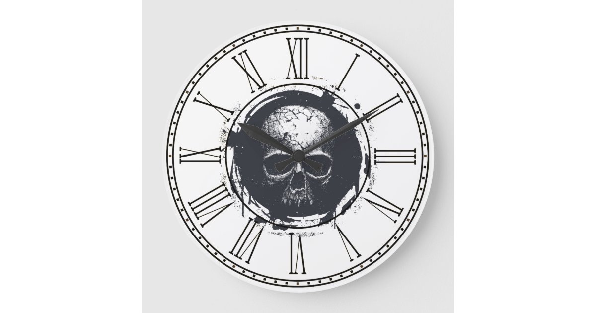 The Skull Face of Time Large Clock | Zazzle