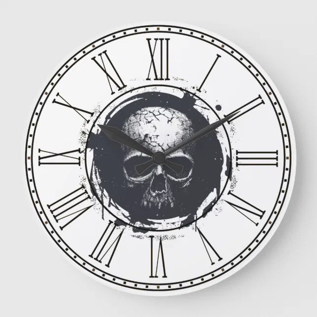The Skull Face of Time Large Clock | Zazzle