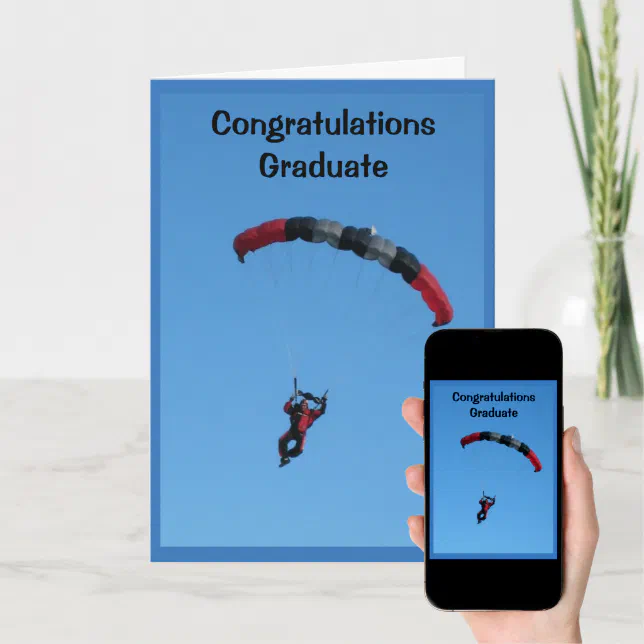 The Sky's The Limit Graduation Card With Skydiver | Zazzle