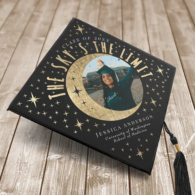The Sky's the Limit Moon Tarot Photo Graduation Cap Topper | Zazzle