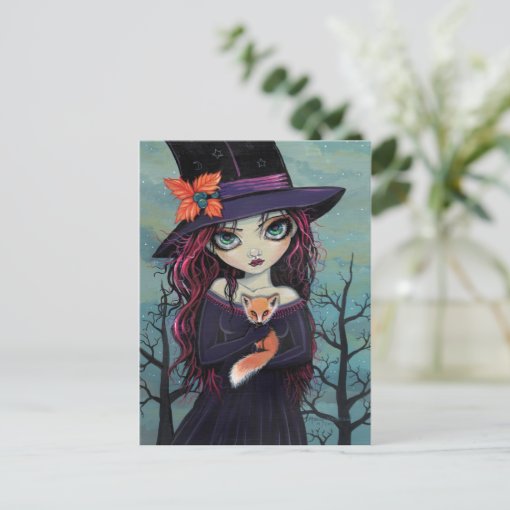 The Smirking Fox Witch and Red Fox Postcard | Zazzle