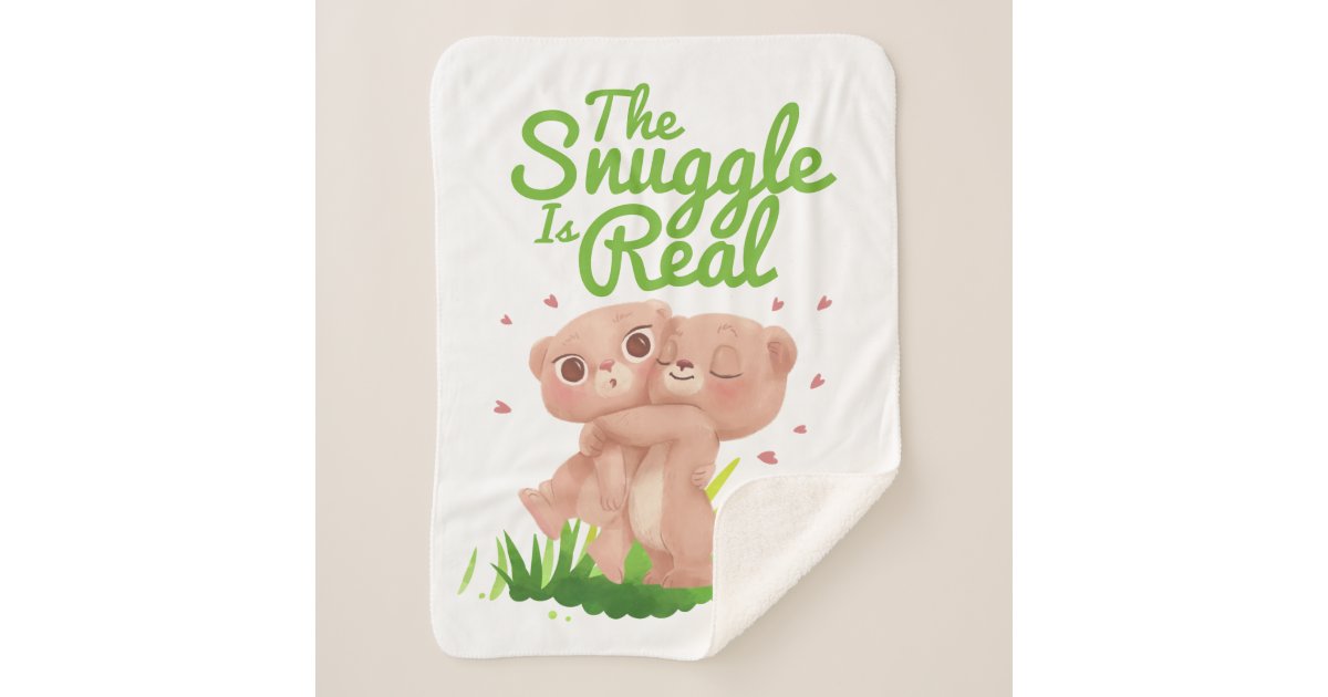 The Snuggle is Real Cute Bear Hugs Sherpa Blanket | Zazzle