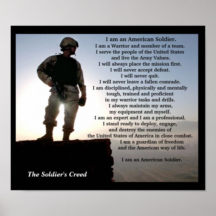 The Soldiers Creed Military Warrior Ethos Poster | Zazzle.com