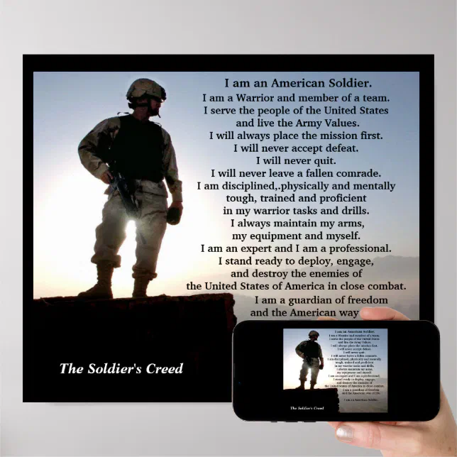 The Soldiers Creed Military Warrior Ethos Poster | Zazzle