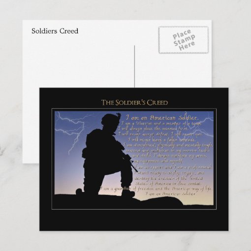 The Soldier's Creed Postcard | Zazzle