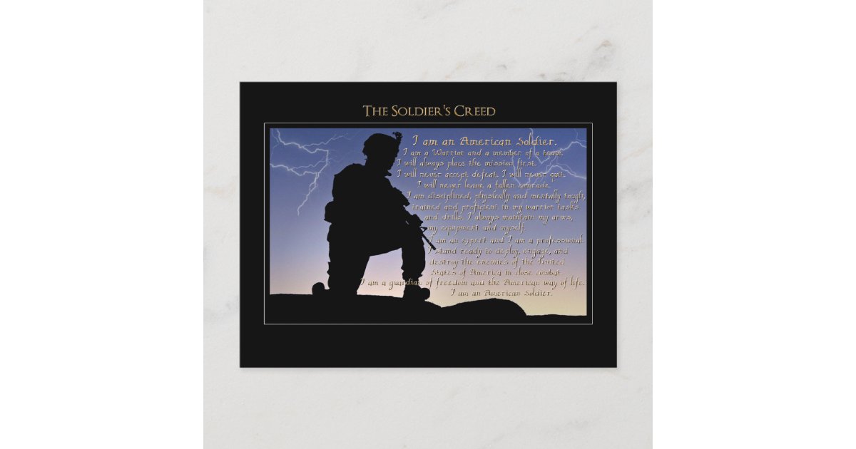 The Soldier's Creed Postcard | Zazzle