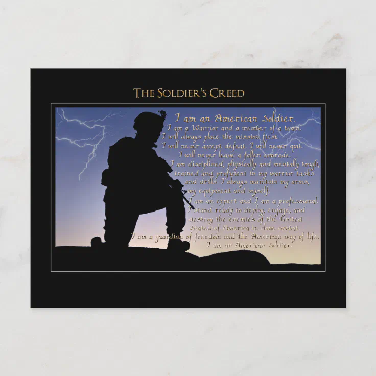 The Soldier's Creed Postcard | Zazzle