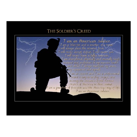 The Soldier's Creed Postcard | Zazzle.com