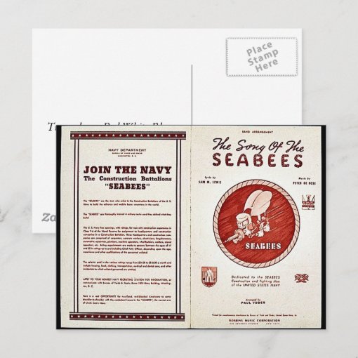 The Song Of The Seabees Postcard | Zazzle