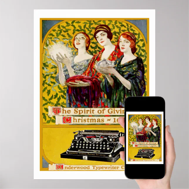 The spirit of Giving (Vintage typewriter ad) Poster | Zazzle