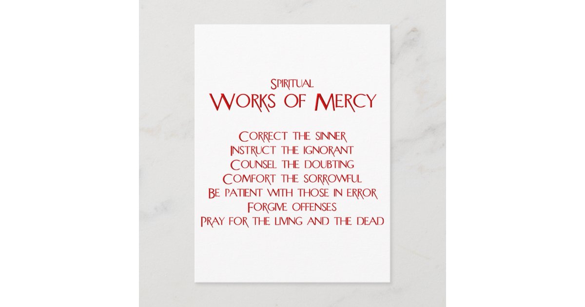 The Spiritual Works of Mercy Postcard | Zazzle