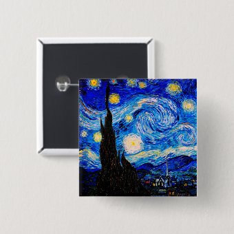 The Starry Night by Vincent Van Gogh Button | Zazzle