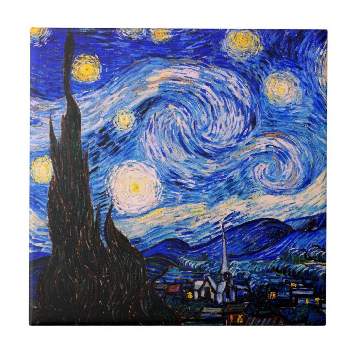 The Starry Night by Vincent Van Gogh Ceramic Tile | Zazzle
