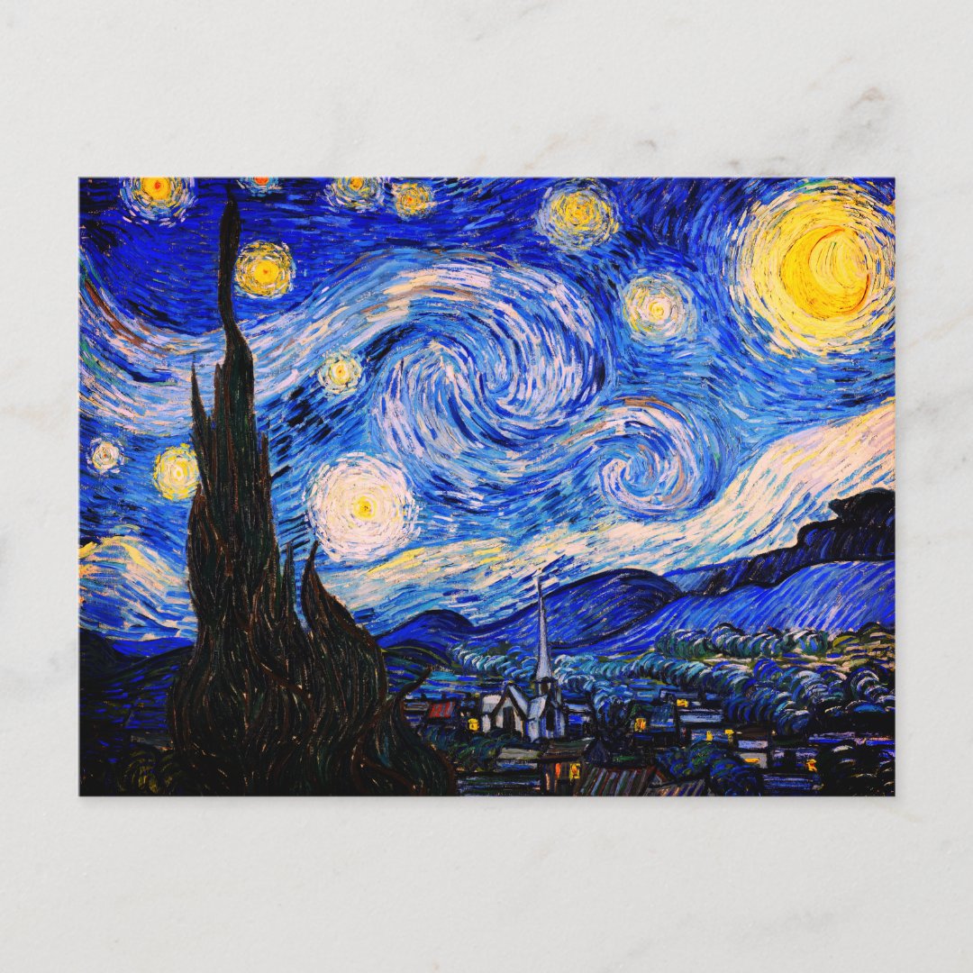 The Starry Night by Vincent Van Gogh Postcard | Zazzle