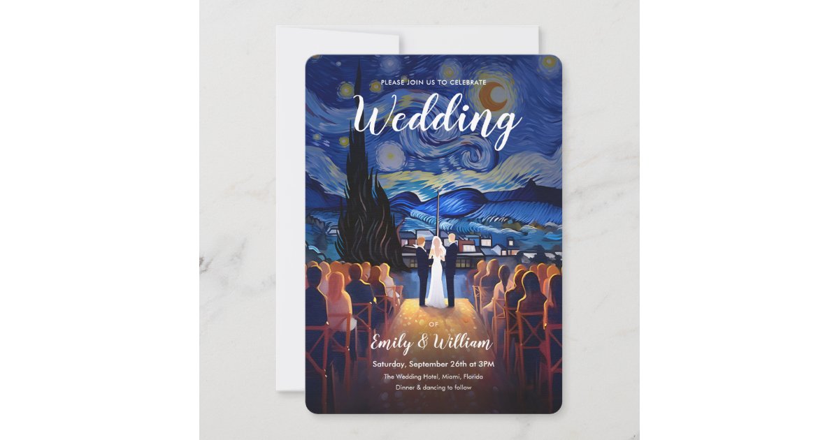 The Starry Night Theme Wedding Day | Wedding Invitation | Zazzle