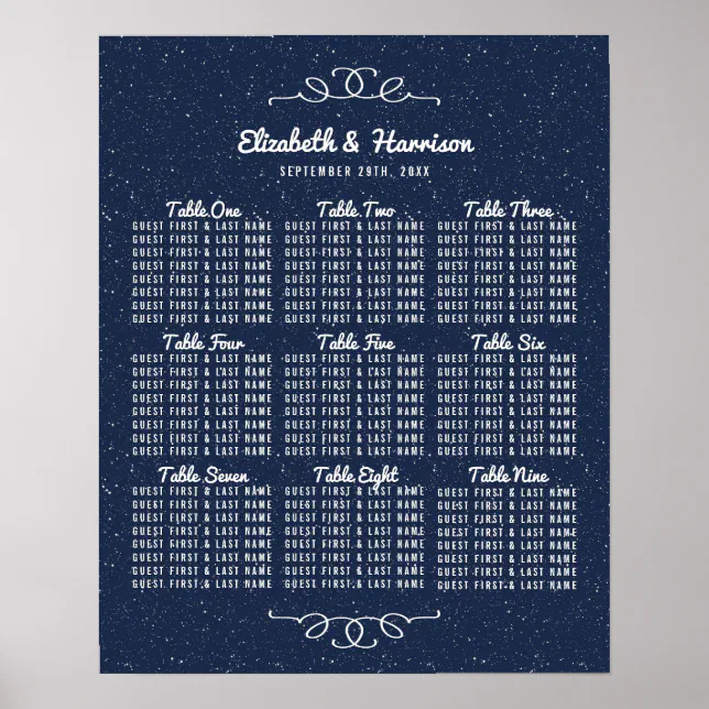 The Starry Night Wedding Collection Seating Chart | Zazzle