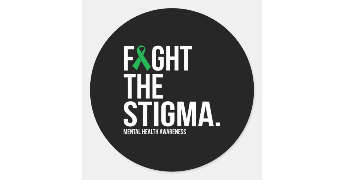The Stigma Green Ribbon Mental Health Classic Round Sticker | Zazzle