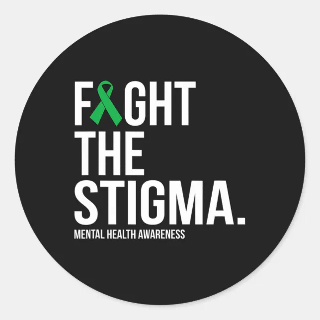 The Stigma Green Ribbon Mental Health Classic Round Sticker | Zazzle