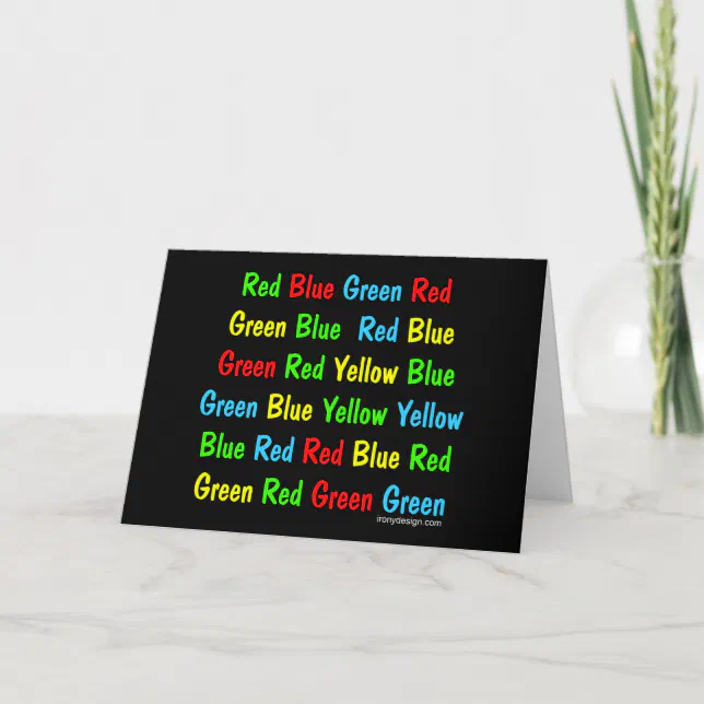 The Stroop Test Card | Zazzle