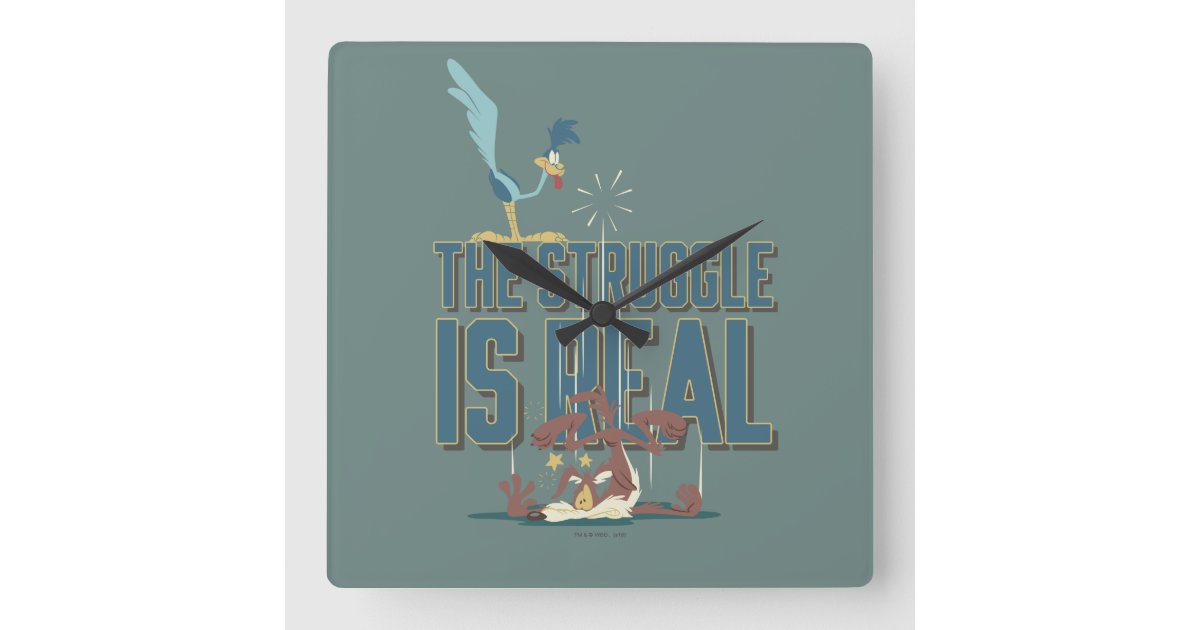 The Struggle Is Real ROAD RUNNER™ & Wile E. Coyote Square Wall Clock ...