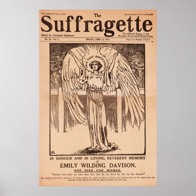 The Suffragette, Emily Davison, Vintage Poster | Zazzle