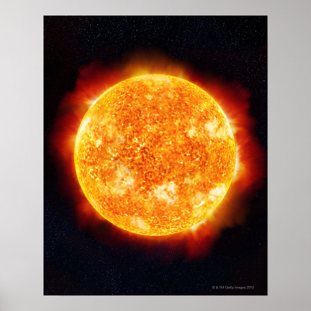 The Sun showing solar flares against a star Poster | Zazzle