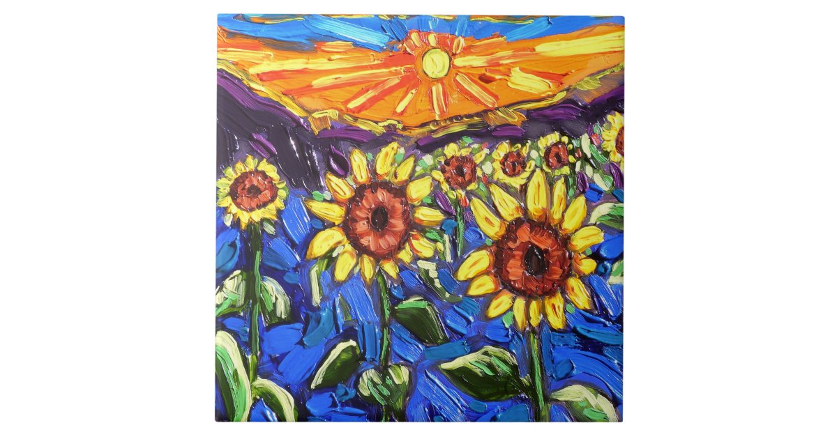 The Sunflowers at Sunset Tile | Zazzle